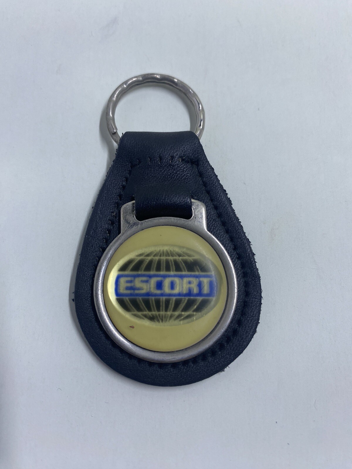 Vintage Keychain FORD ESCORT Key Fob Ring FINE TOP GRAIN LEATHER ...