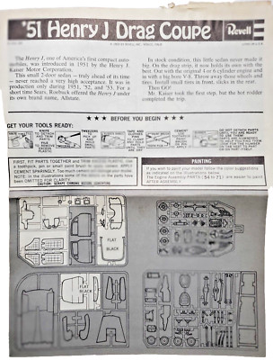 Revell 1951 Henry J Drag Coupe Model Car Kit Instruction Sheet only! | eBay