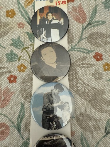 Vintage ELVIS PRESLEY Badge Pin Button BADGE A MINIT Strip of 9 Buttons ...