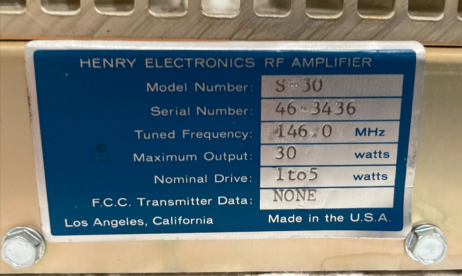 HENRY ELECTRONICS RF AMPLIFIER S-30 | eBay