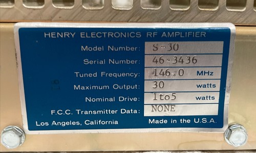 HENRY ELECTRONICS RF AMPLIFIER S-30 | eBay