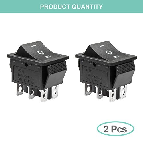 2Pcs DPDT 6 Pins 3 Position ON/Off/ON Rocker Toggle Switch for Car and ...