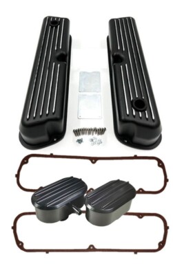 SBF SB Ford 5.0L 289 302 351W Tall BLACK Aluminum Valve Covers w ...