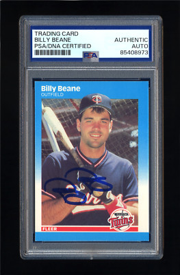 BILLY BEANE SIGNED 1987 FLEER ROOKIE CARD PSA/DNA AUTOGRAPHED MONEYBALL ...