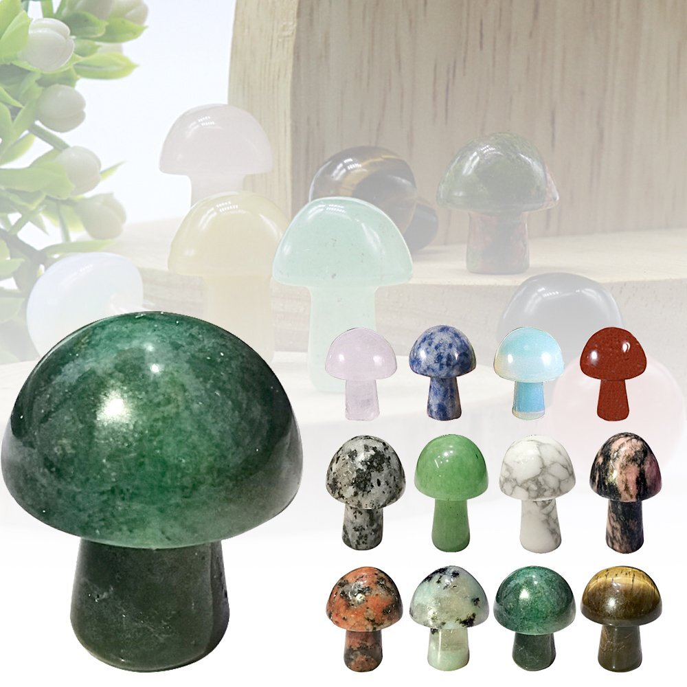 Natural Mushroom Carved Quartz Crystal Toadstool Carving Healing Stone ...