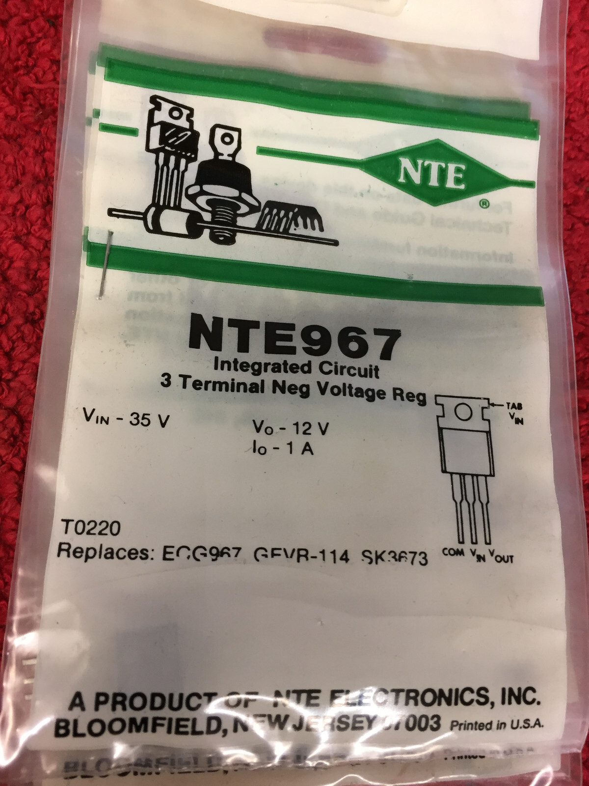 NTE 967 INTEGRATED CIRCUIT 3 TERMINAL NEG VOLTAGE REG | eBay