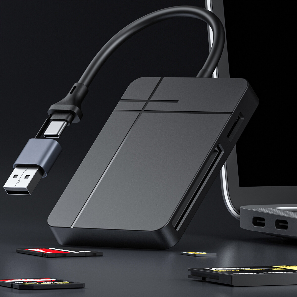 Card Reader Viewer USB A C Adapter For XC UHS-II Memory CF Micro SD 4 ...