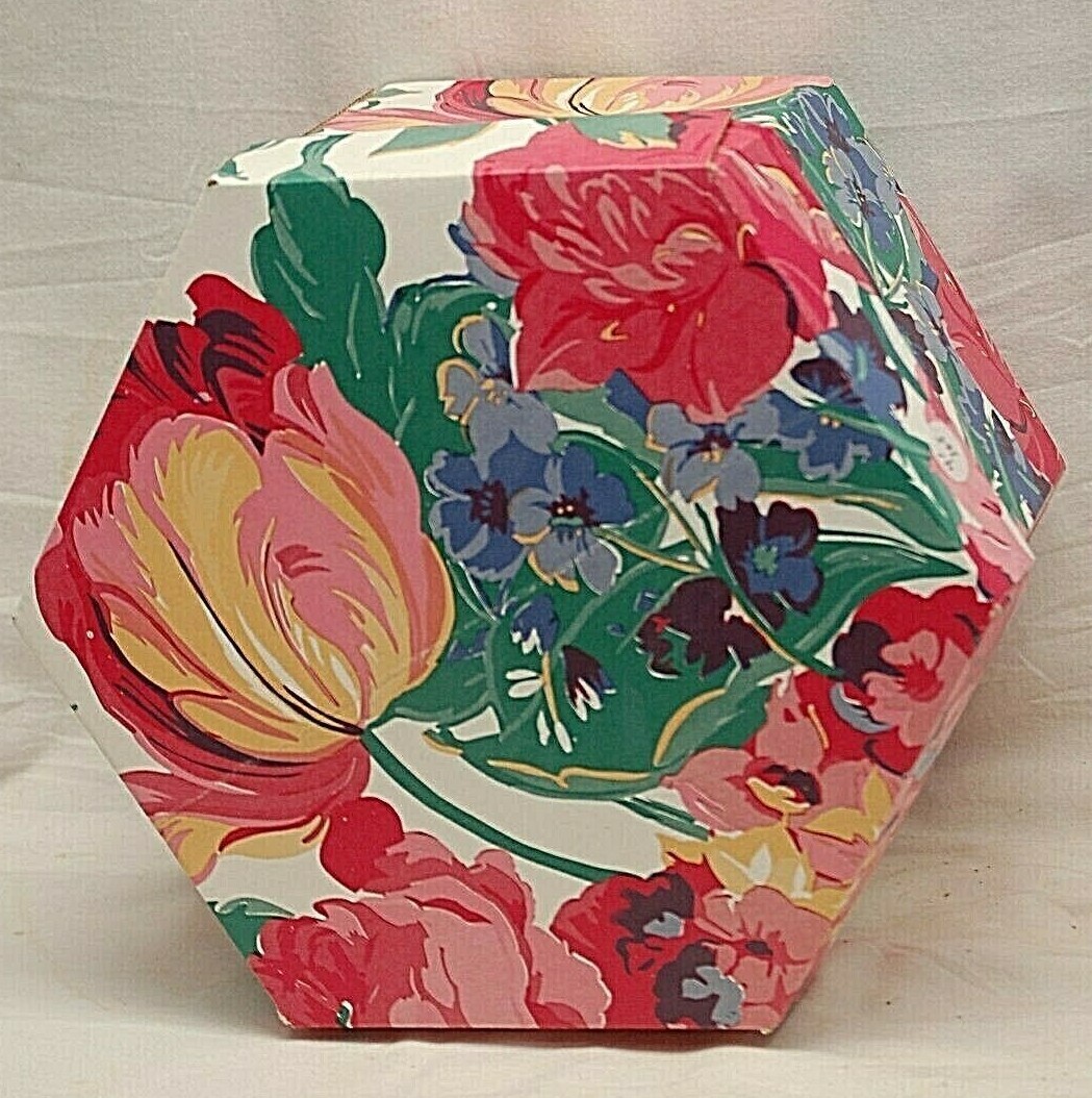 Hexagon Hat Box Decorative Floral Pattern Cardboard Storage Container a ...