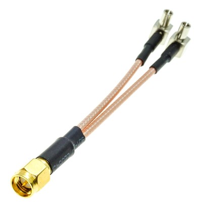SMA Male to Y type 2X TS9 Male Crimp Connector Splitter Combiner Cable ...
