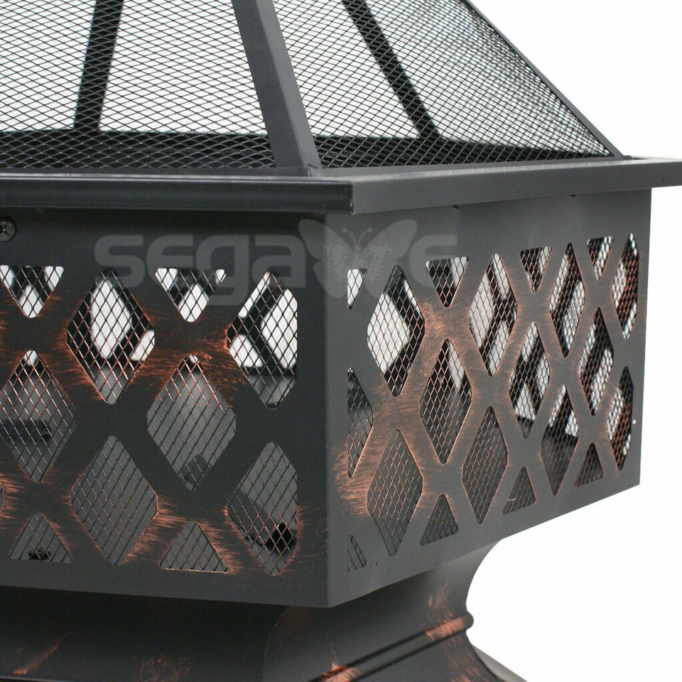 Hex Shaped Patio Fire Pit Firepit Bowl Fireplace Outdoor Home Garden ...