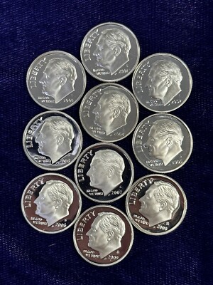 2000-2009-S Proof 90% SILVER Roosevelt Dimes - Set of 10 different | eBay