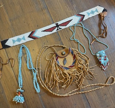 NWOT Genuine Handmade Leather/beaded Native American Accessory Bundle ...