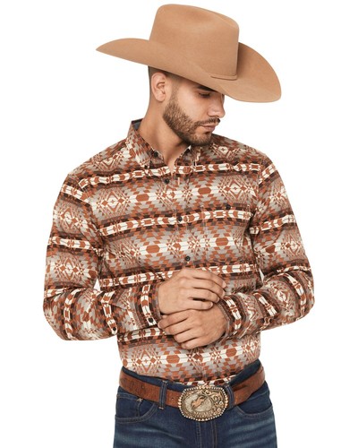 Rank 45 Men's 45& Mountain Shadow Southwestern Print Long Sleeve Button ...