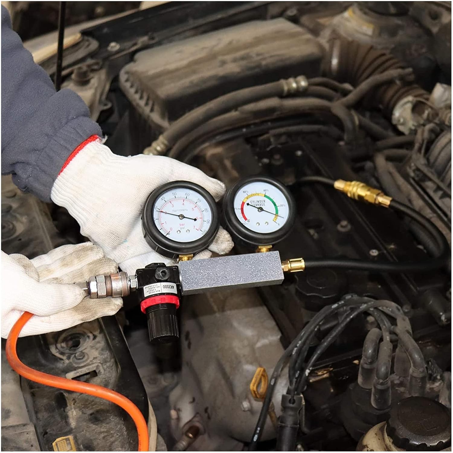 Cylinder Leak Down Tester, Petrol Engine Compression Leakage Detector ...