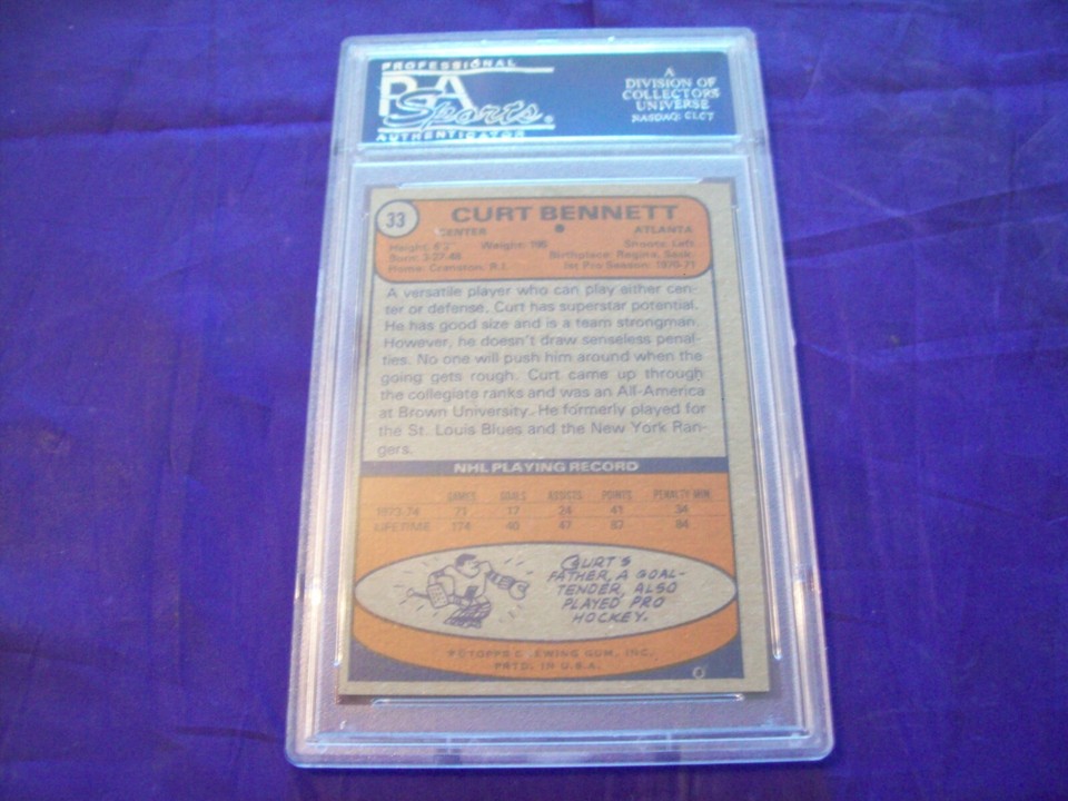 1974 TOPPS HOCKEY #33 CURT BENNETT PSA 9 | eBay