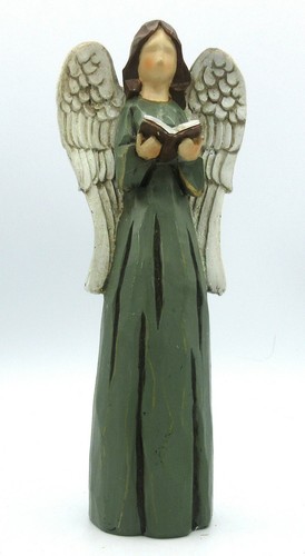 Resin Angel Rustic Carved Wood Look Glitter on Wings 7 3/4" Unbranded ...
