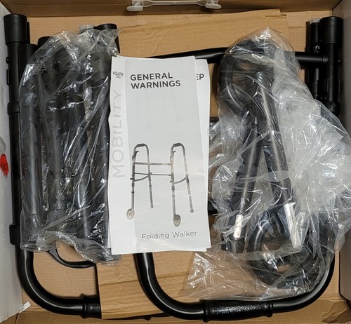 Black Mobility Folding Walker with 5" Wheels & Leg Extensions NEW OPEN ...