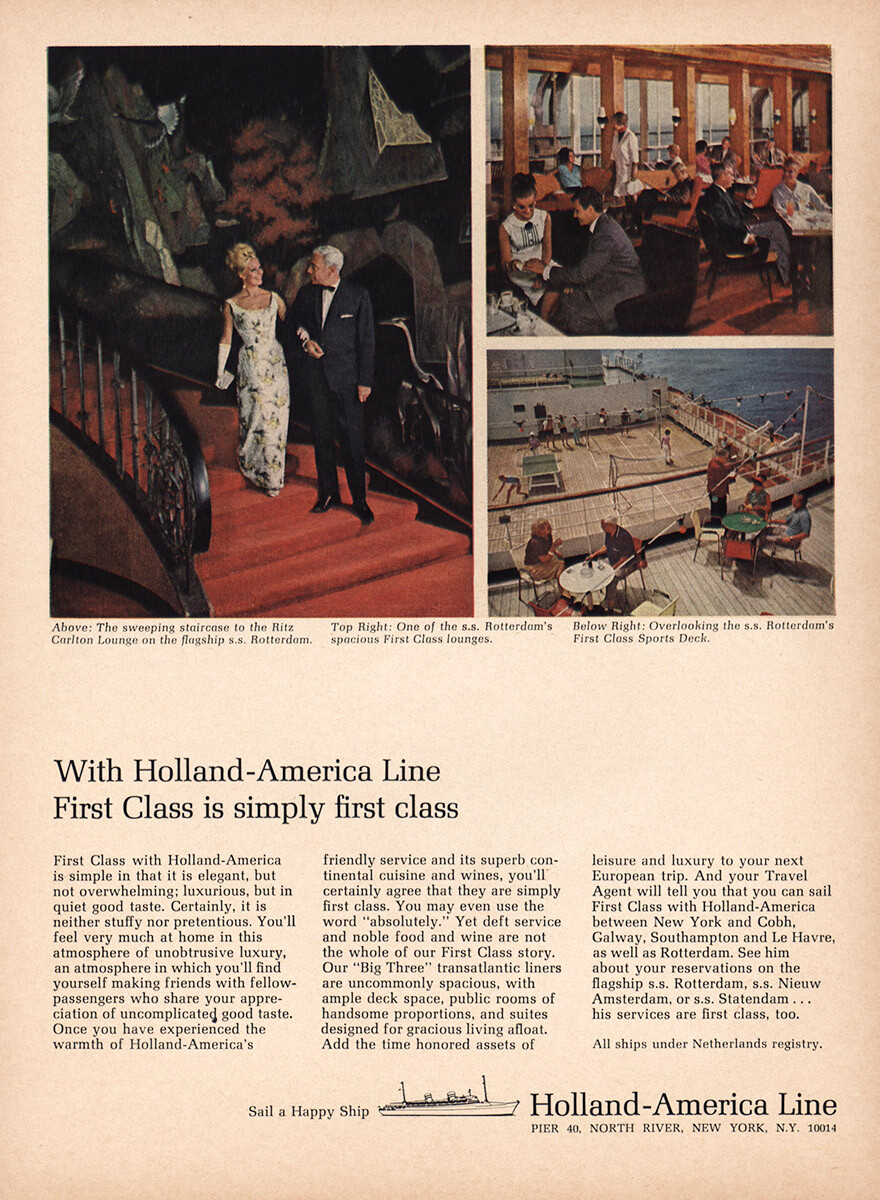 1966 Holland America Line: First Class Is Simply First Class Vintage ...