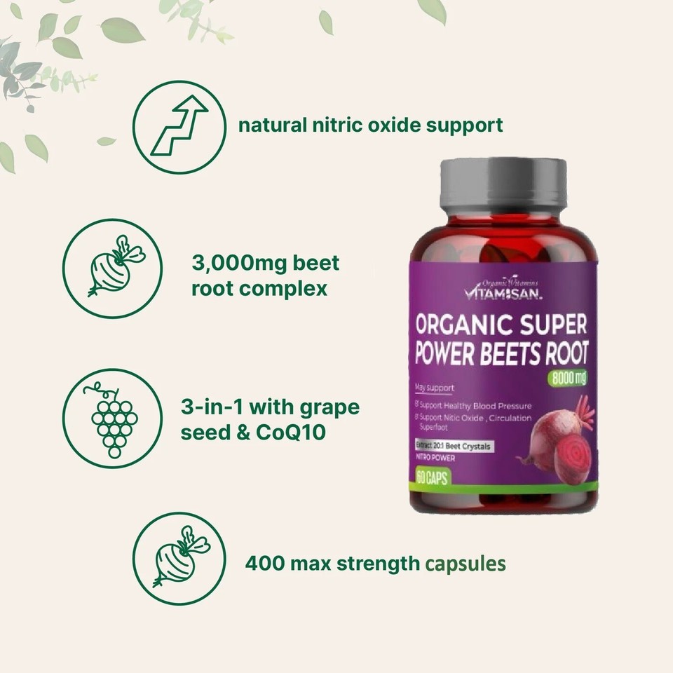 Super Powder Beets Root 800mg-CoQ10 + Collagen - 2 Bottles - 120 ...