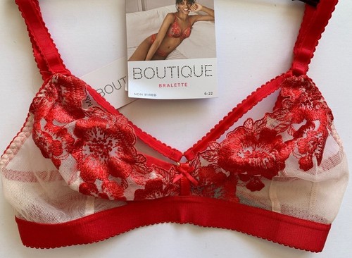 UK6 M&S Boutique Rouge Mélange non-Filaire Bralette Pour 28AA, 30AA ...