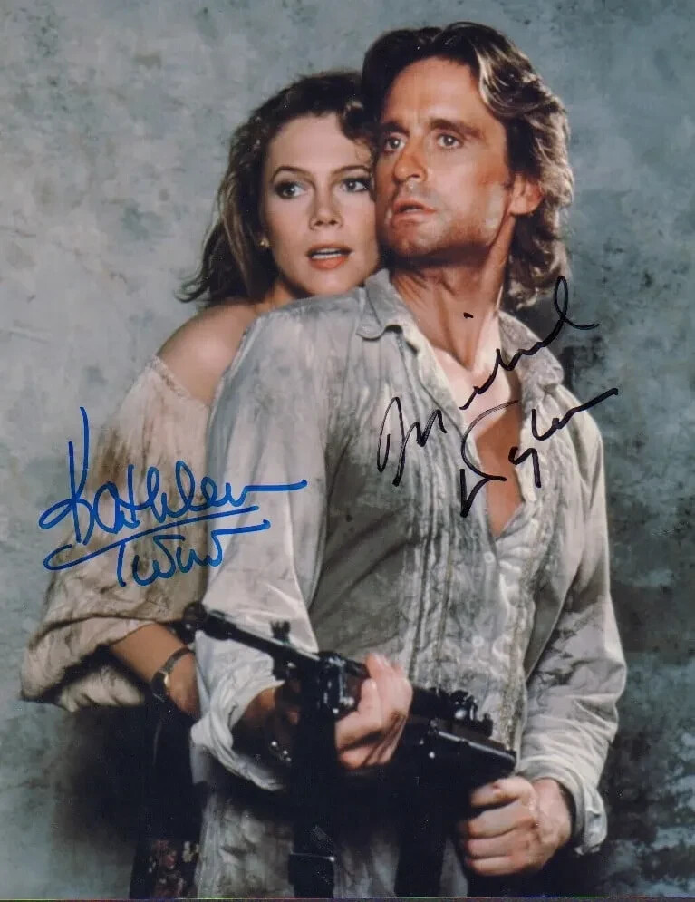 Romancing the Stone Cast Signed Photo POP COA Kathleen Turner & Michael ...