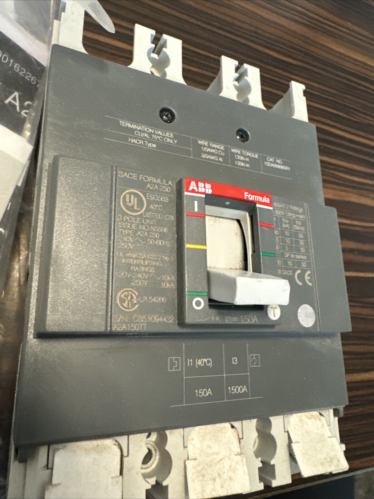 ABB SACE FORMULA A2A150TT A2A 250 150A 3 POLE CIRCUIT BREAKER | eBay