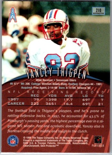 1998 Finest #210 Yancey Thigpen No-Protectors | eBay