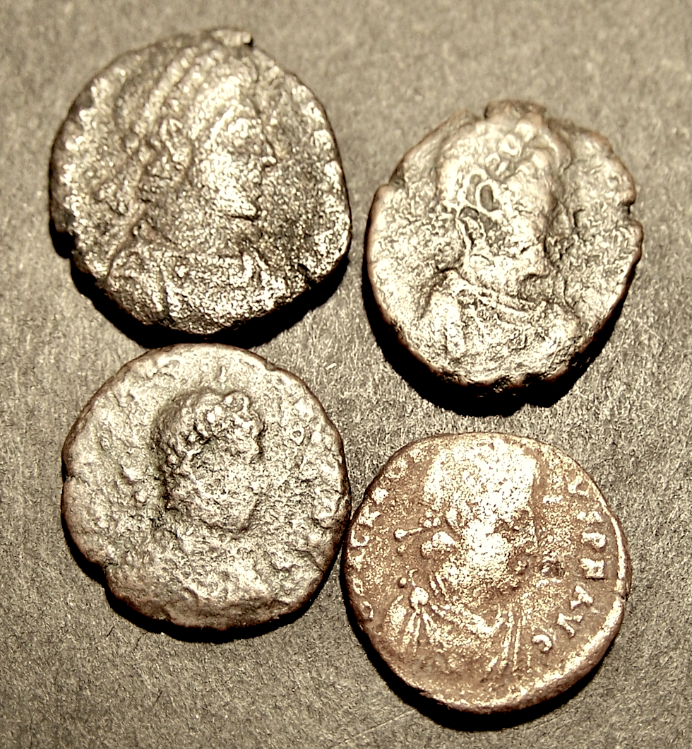 4 Roman Coins Lot, Emperor Crowned w/ Triumph Wreath by VICTORY, 14 ...