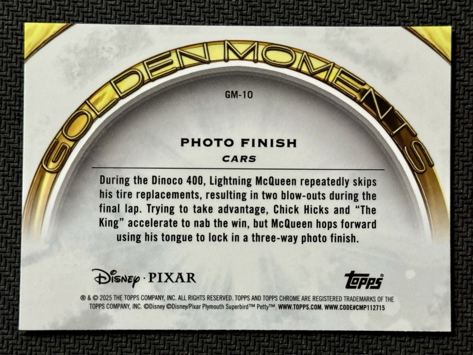 2025 Topps Chrome Disney Pixar Gold Photo Finish Golden Moments Cars # ...