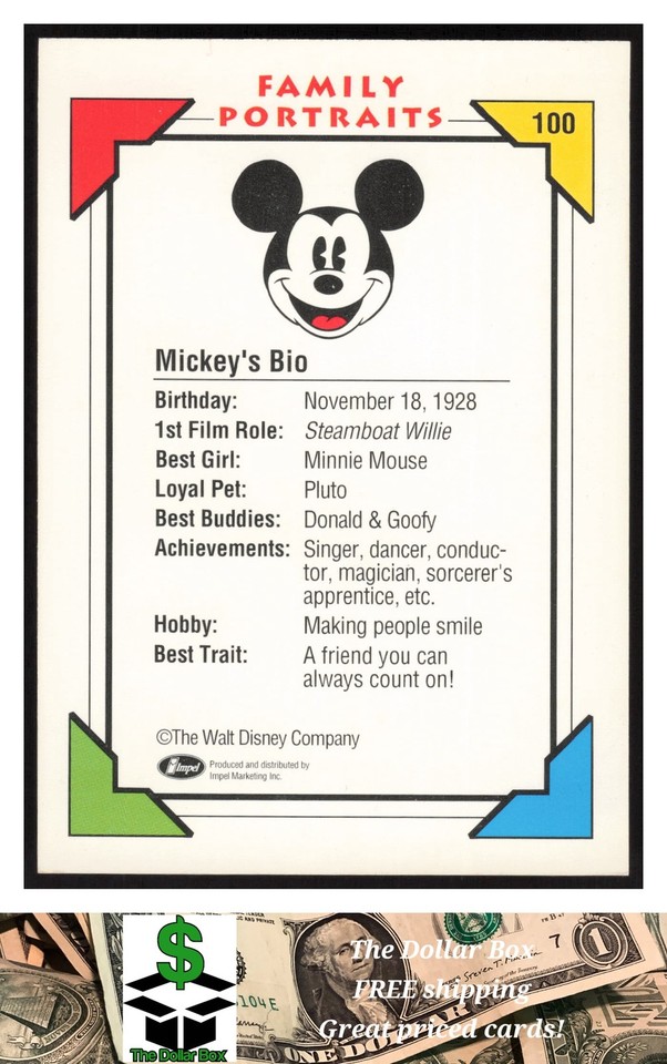 1991 Impel Disney #100 Mickey's Bio: Birthday | eBay