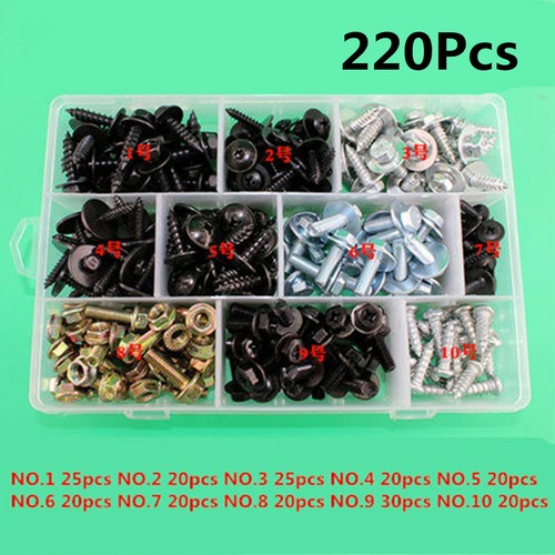 220X Car Fender Bolts Thread Trim Panel Retainers Clips Self Tapping ...