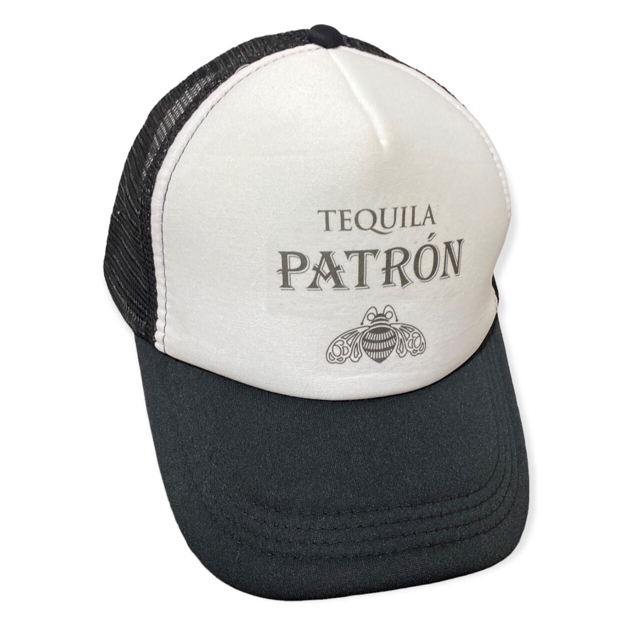 PATRON TEQUILA Bee Black & White Snap-back Hat Cap - Gem