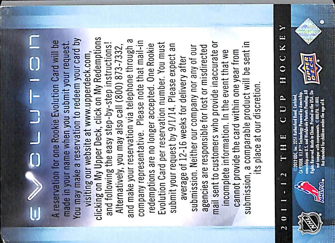 2011-12 Upper Deck The Cup Rookie Evolution Digital Card Simon Despres ...