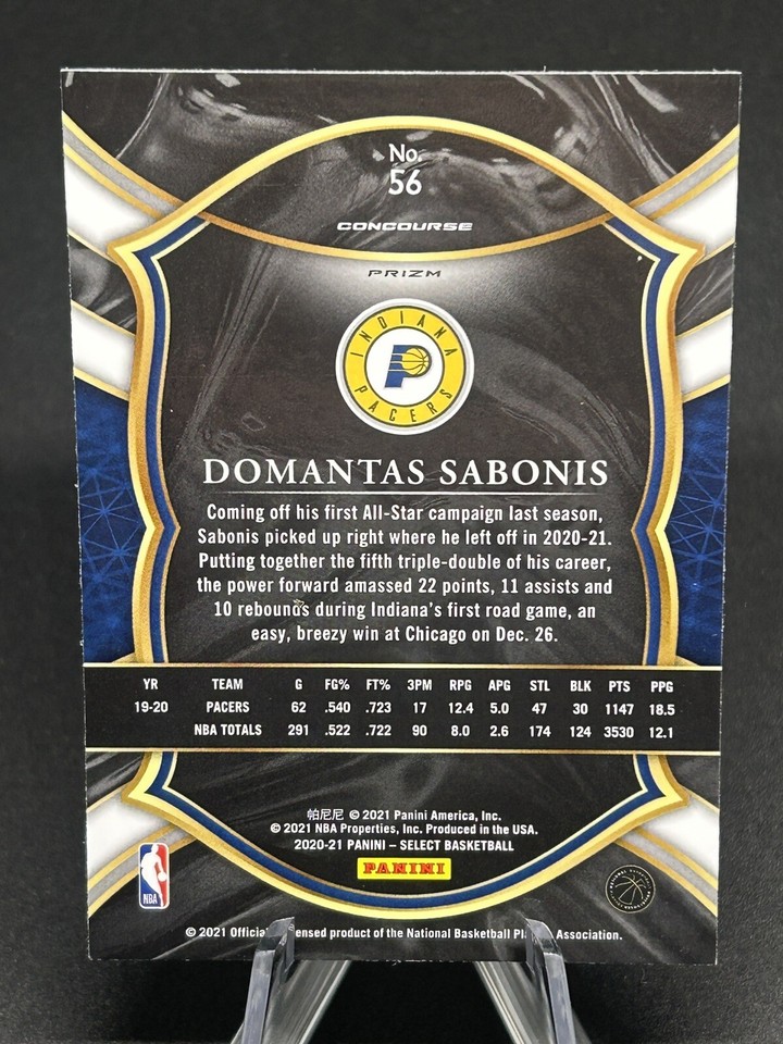 2020-21 Panini Select Domantas Sabonis Tri Color Concourse #56 Pacers ...