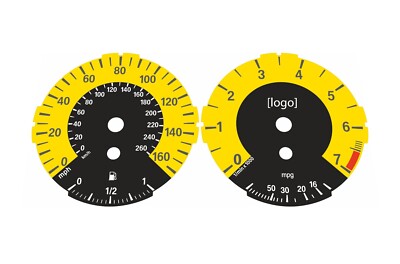 BMW E90 Petrol MPH+KM/H 1M-style Yellow Custom Gauge Faces+ illuminated ...