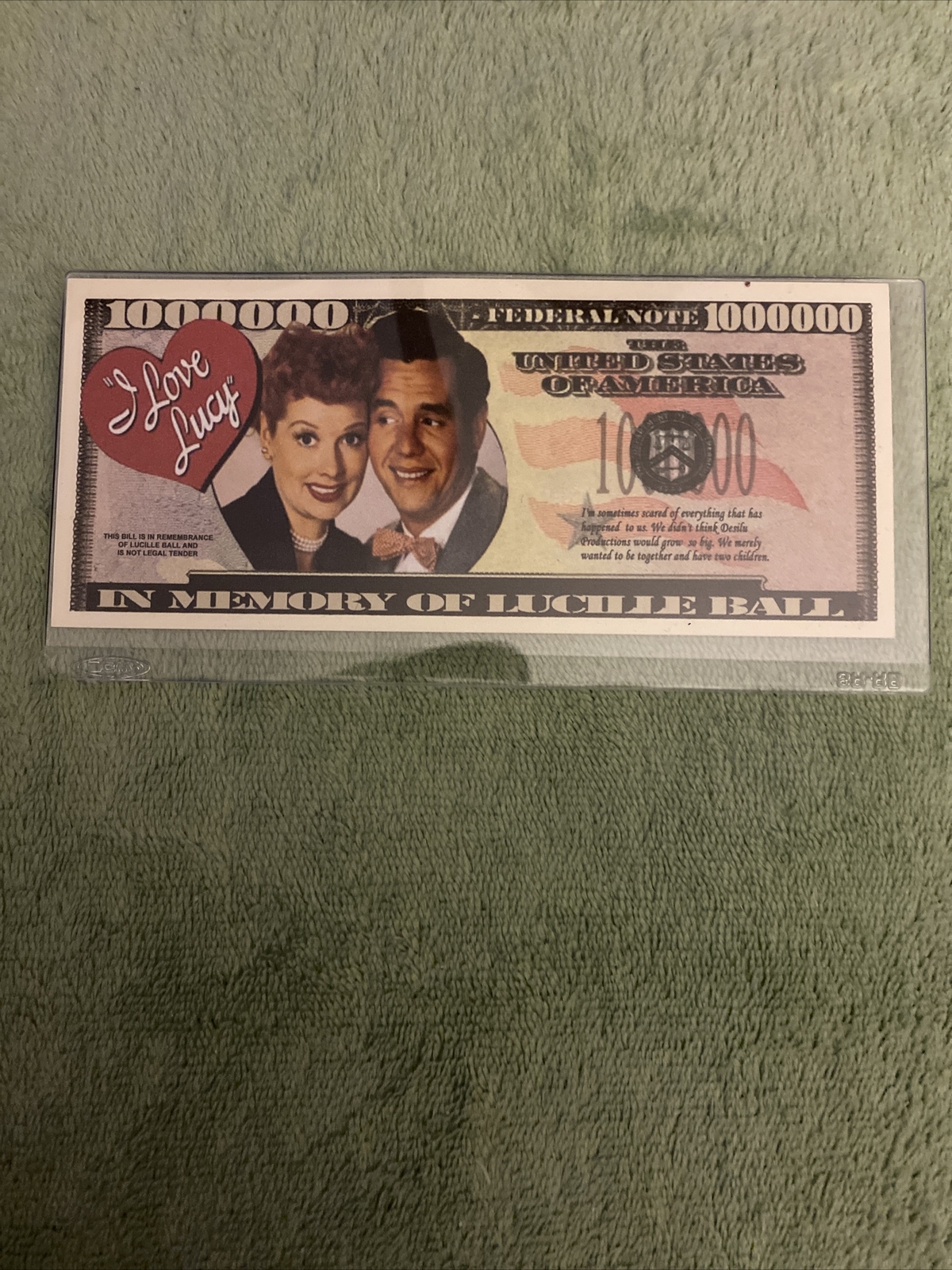 Lucille Ball of I Love Lucy Million Dollar Funny Money Novelty Note ...
