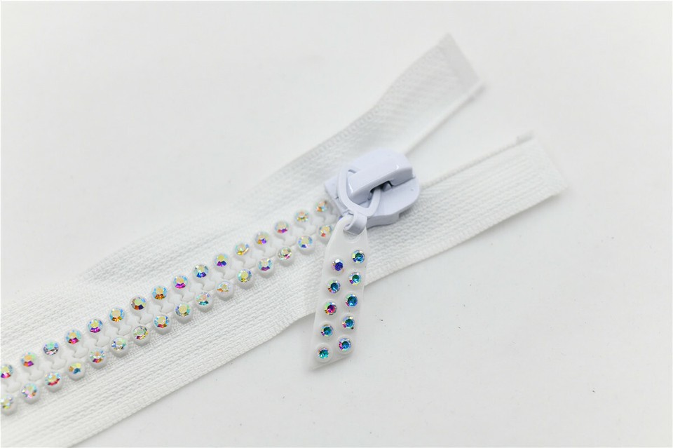 Rhinestone Zipper 60cm 2row Silver Gold Crystal AB Clothes Jacket Sew ...