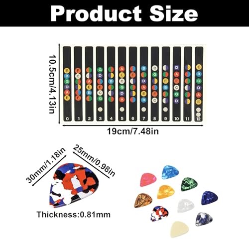 4 Sheets Fretboard Stickers, Color Coded Note Decals, Guitar Learning ...