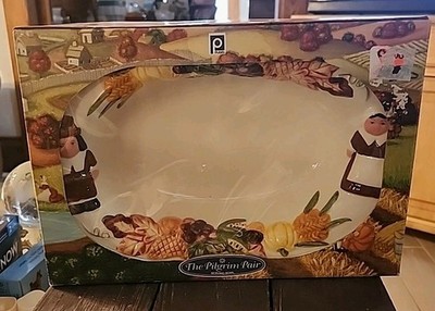 Publix Pilgrim Pair Oval Thanksgiving Serving Bowl 12 Inches Long New ...