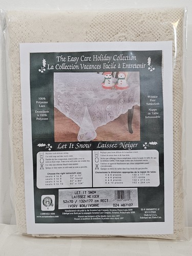 Scranton Lace Christmas Tablecloth "Let It Snow" Table Cover Ivory 52 X ...