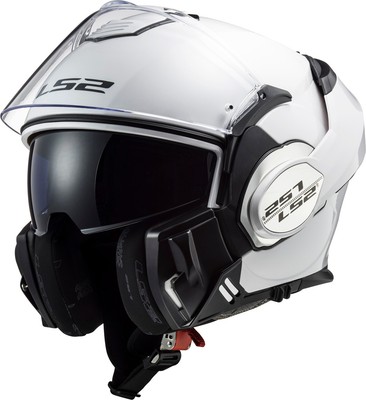 LS2 Valiant Solid Modular Motorcycle Helmet W/ SunShield Gloss White L ...