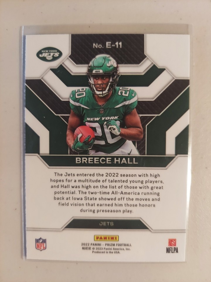 2022 Prizm Breece Hall Emergent Rookie Card RC New York Jets #E-11 | eBay