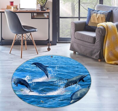 3D Blue Ocean Dolphin ZHUA2398 Game Non Slip Rug Mat Photo Carpet Amy ...