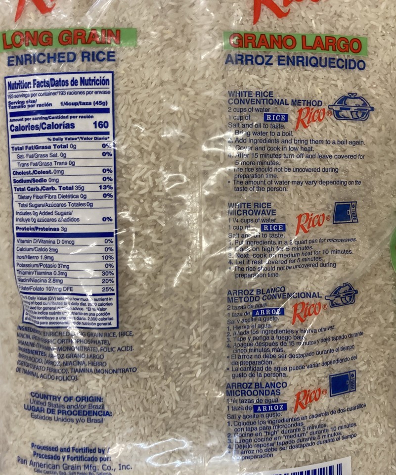 Arroz Rico Long Grain Rice Rico 20 lbs Grano Largo | eBay