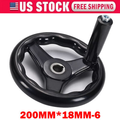 200mm*18mm*6mm 3 Spoke Hand Wheel With Revolving Handle For Milling ...