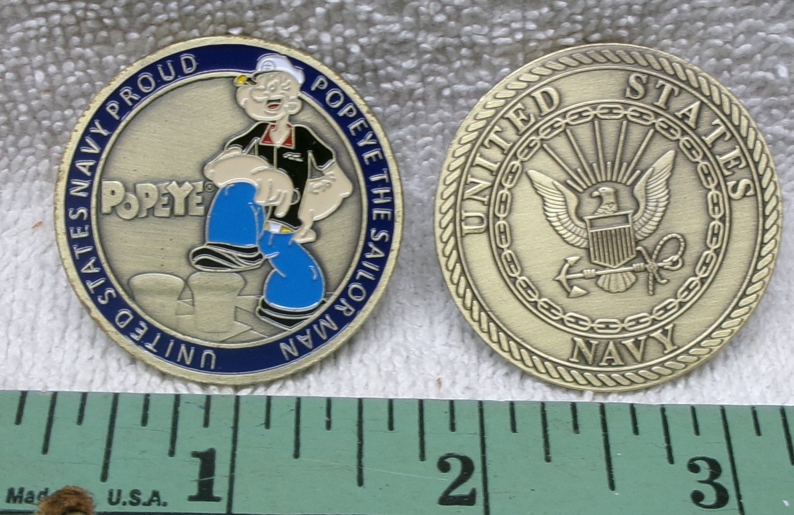 ** US NAVY - METAL - CHALLENGE COIN - Colorful POPEYE the SAILOR MAN ...