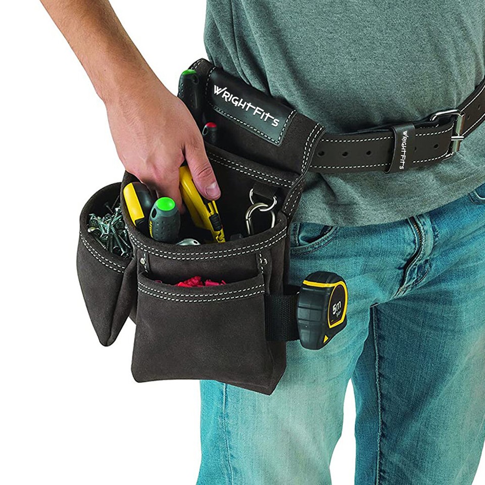 WrightFits Work Tool Belt Pouch Drill or Hammer Holsters Leather Tool ...