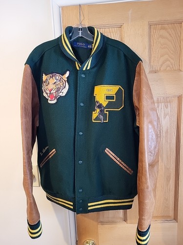 Ralph Lauren Polo RL Tiger Wool Leather Letterman Varsity Jacket Mens ...