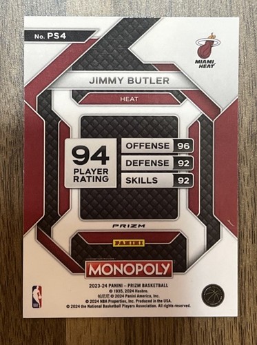 2023-24 Panini Prizm Monopoly - Prizm Skills Jimmy Butler #PS4 Purple ...