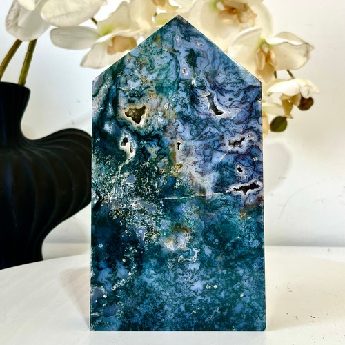 2.75LB Natural water grass agate crystal obelisk quartz crystal energy ...